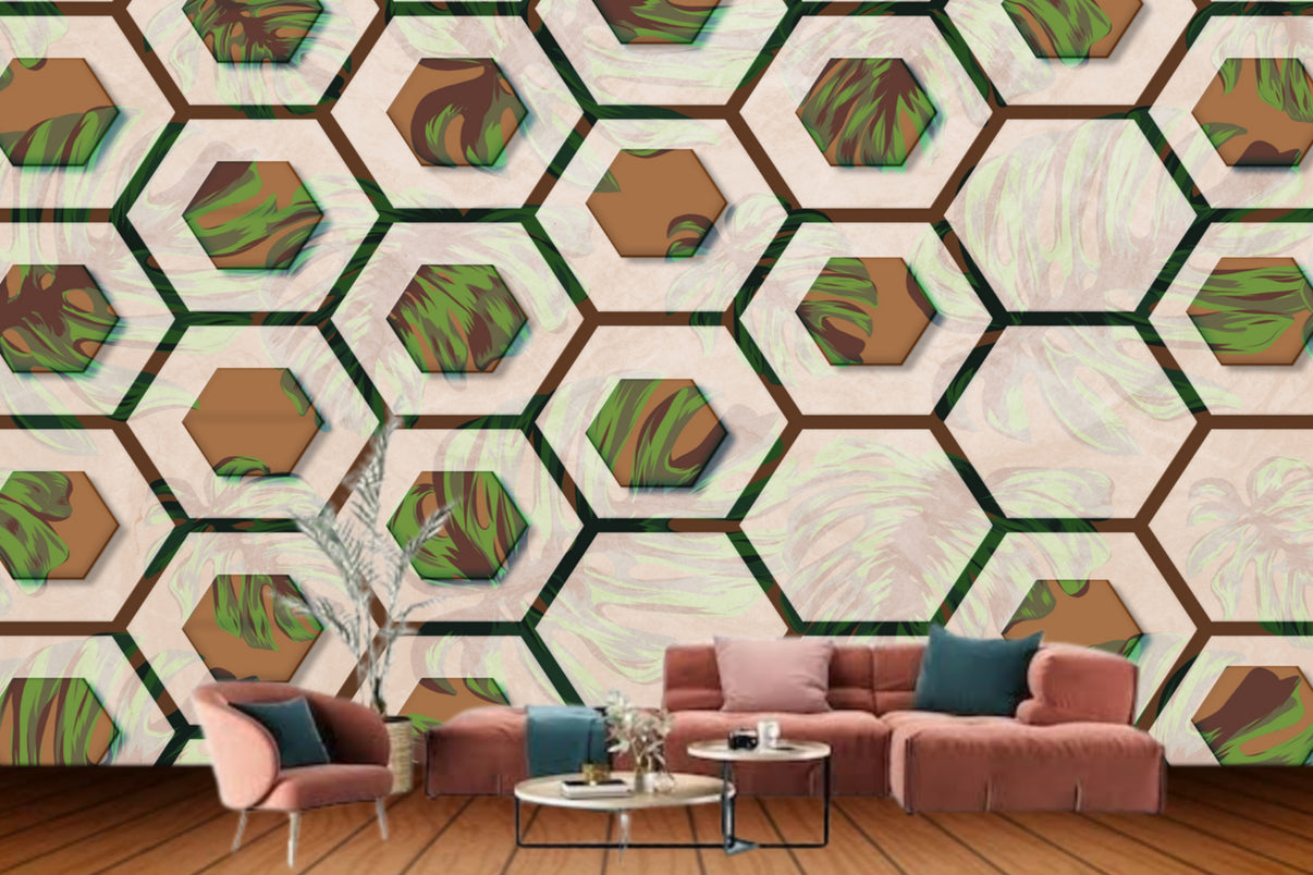 Geometric Double Hexagonal Wallpaper – SP FloorTech